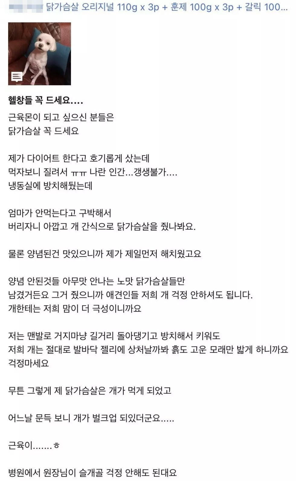 더쿠 - 강아지 근육키우고싶으면 닭가슴살 꼭 드세요